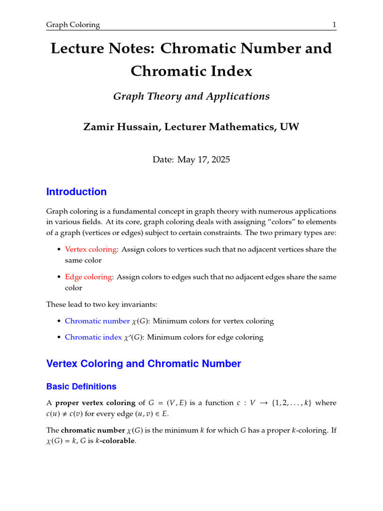 Lecture 06 Graph Coloring | PDF | Vertex (Graph Theory) | Discrete ...