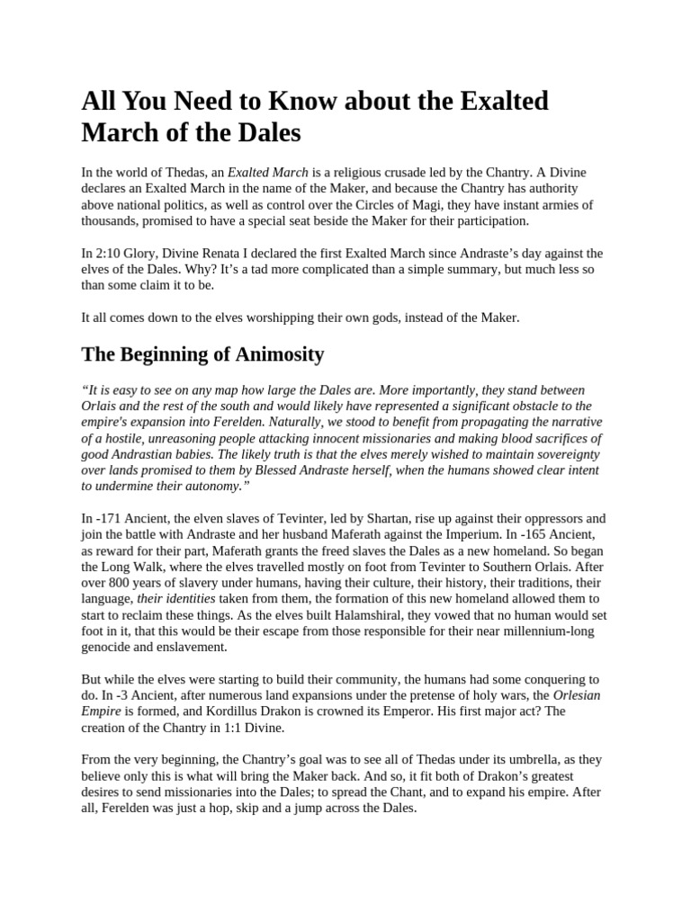 All You Need To Know About The Exalted March of The Dales | PDF | Elf ...