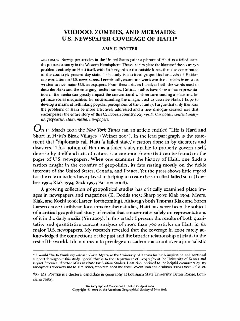POTTER - Voodoo, Zombies, Mermaids | PDF | Illegal Drug Trade | Haiti