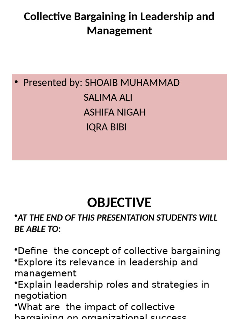 Collective Bargaining Presentation | PDF | Leadership | Employment