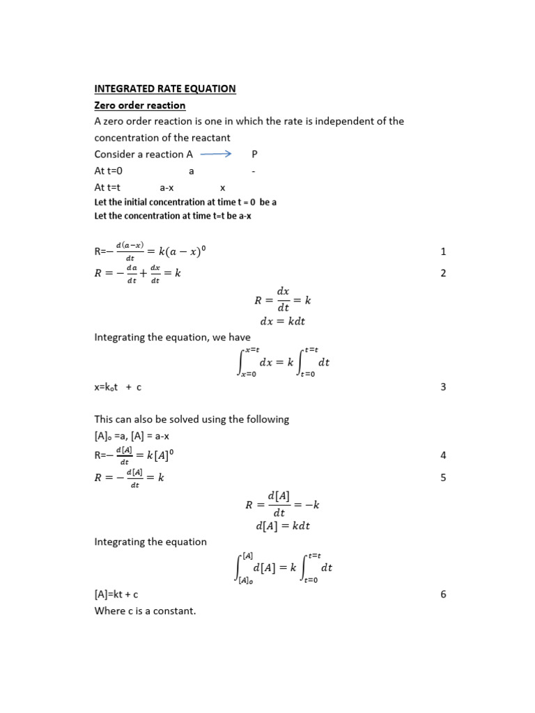Integrated Rate Equations Explained | PDF | Reaction Rate | Change