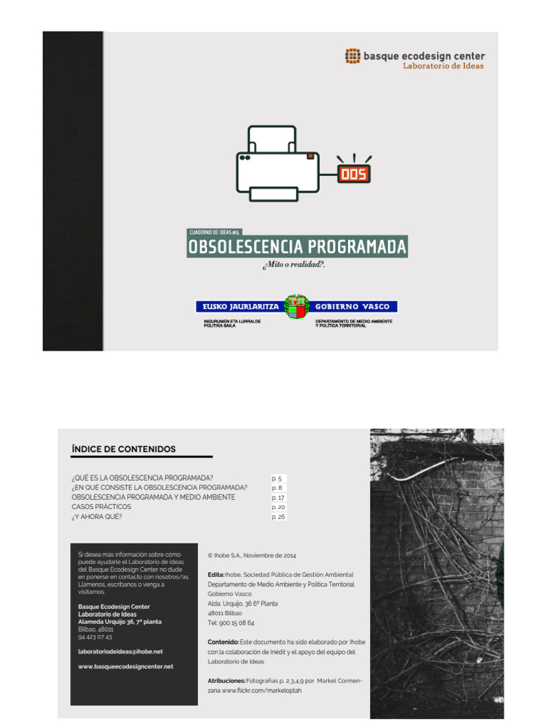IHOBE Cuaderno de Ideas 6 Obsolescencia Programada | PDF