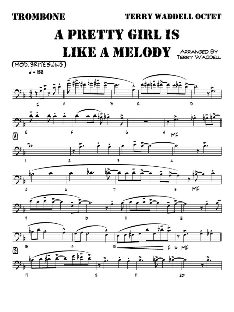 A Pretty Girl Is Like A Melody - Trombone | PDF