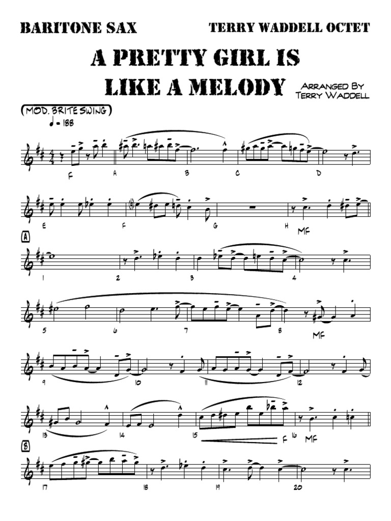 A Pretty Girl Is Like A Melody - Baritone Sax | PDF