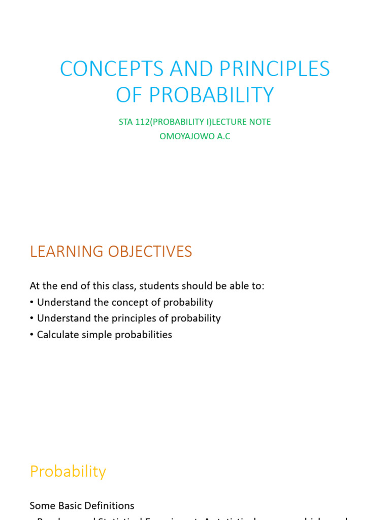 Principles and Concepts of Prob | PDF | Probability | Experiment