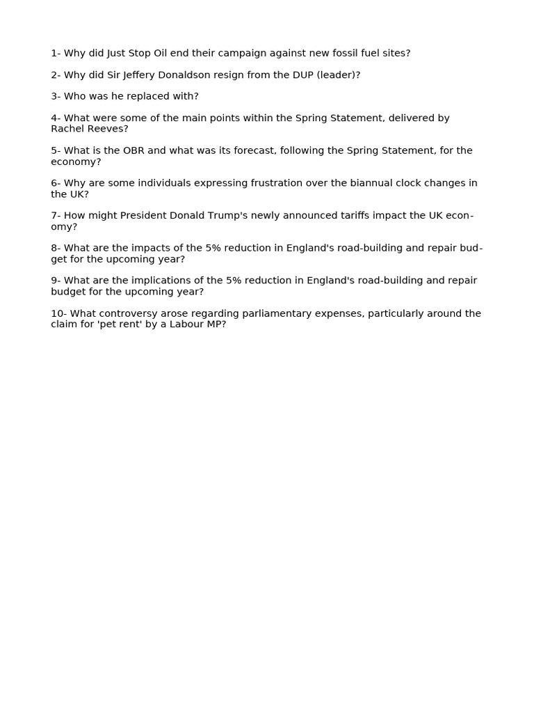 10 - Question Politics Quiz | PDF