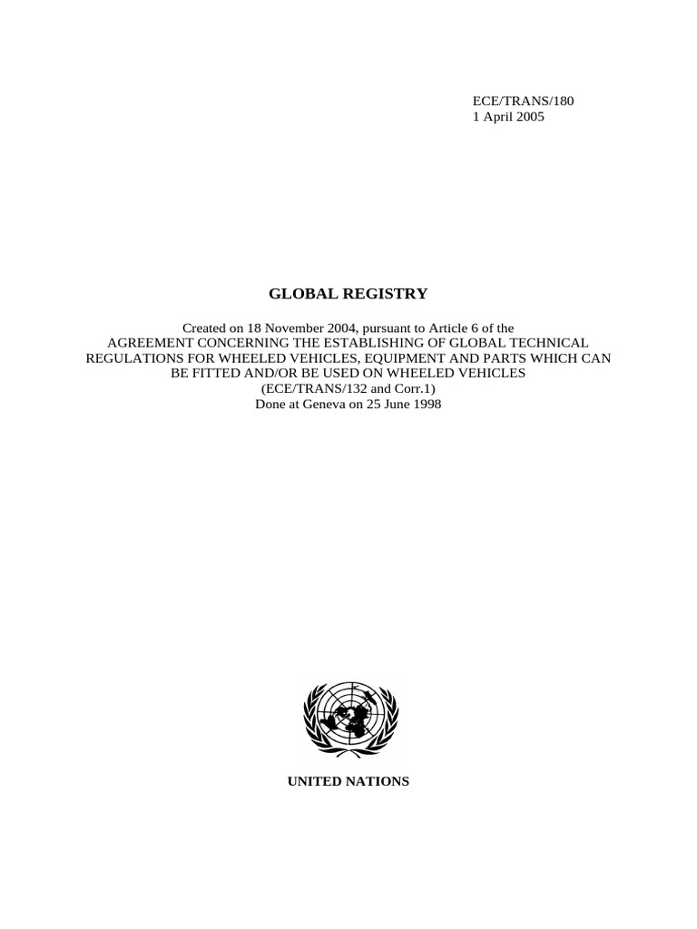 Global Registry of Technical Regulations | PDF