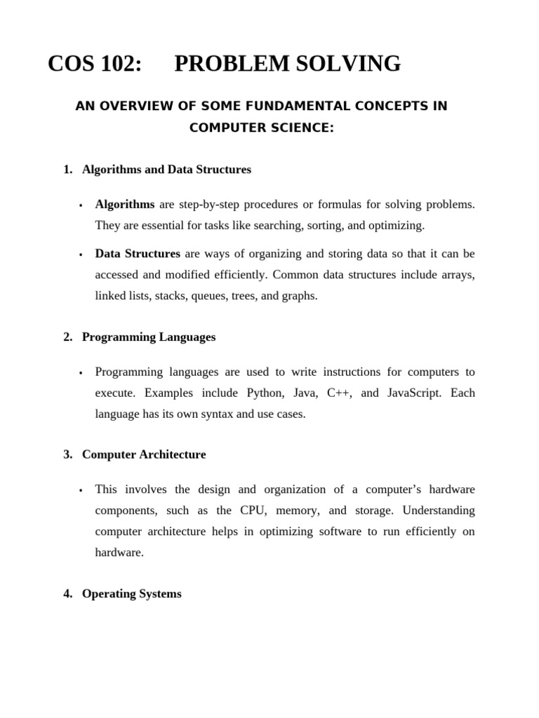 Problem Solving Cos 102 Class-1 | PDF | Algorithms | Computer Programming