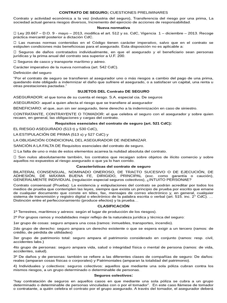 Contrato de Seguro | PDF | Póliza de seguros | Seguro