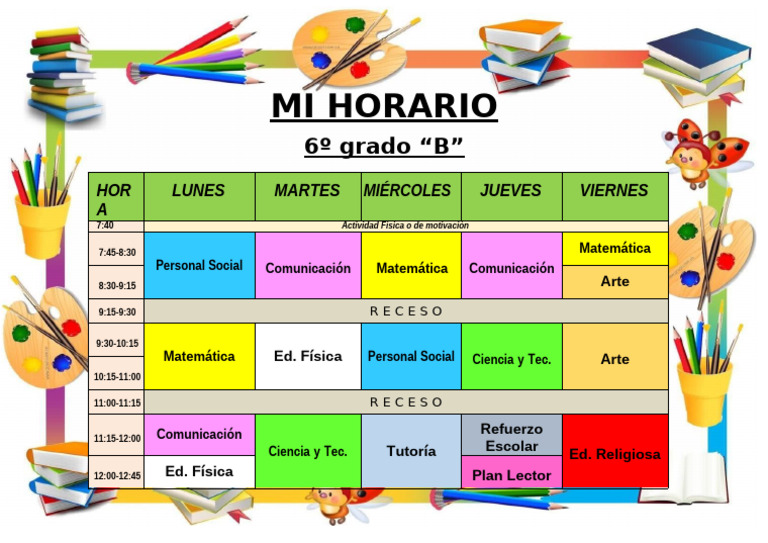 MI HORARIO ESCOLAR v2 | PDF