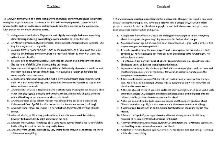 ADULTS 6 Problem Solving The Island | PDF