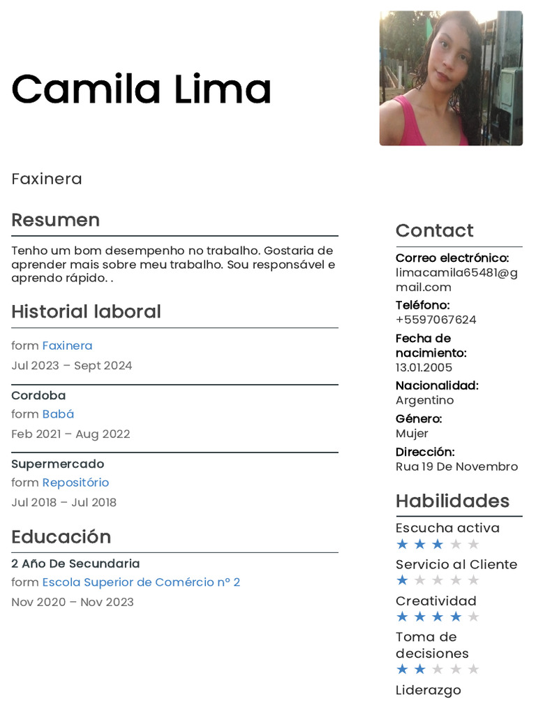 Camila Lima Resume 486 | PDF