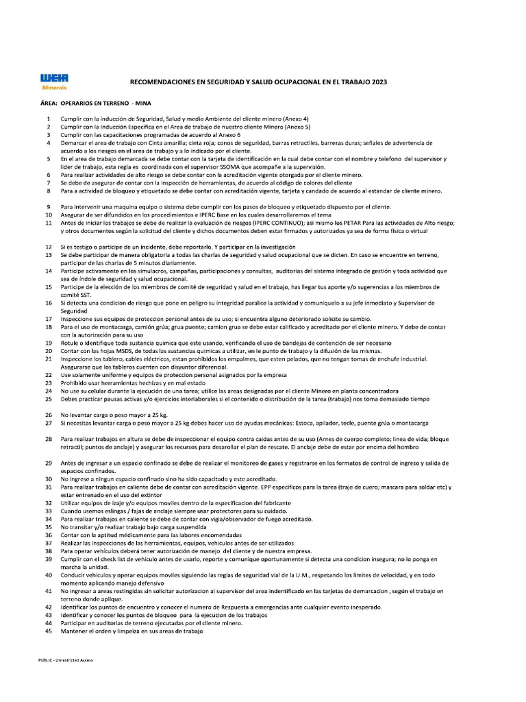 Recomendaciones SSO | PDF