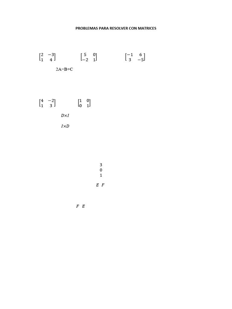 Problemas para Resolver Con Matrices | PDF