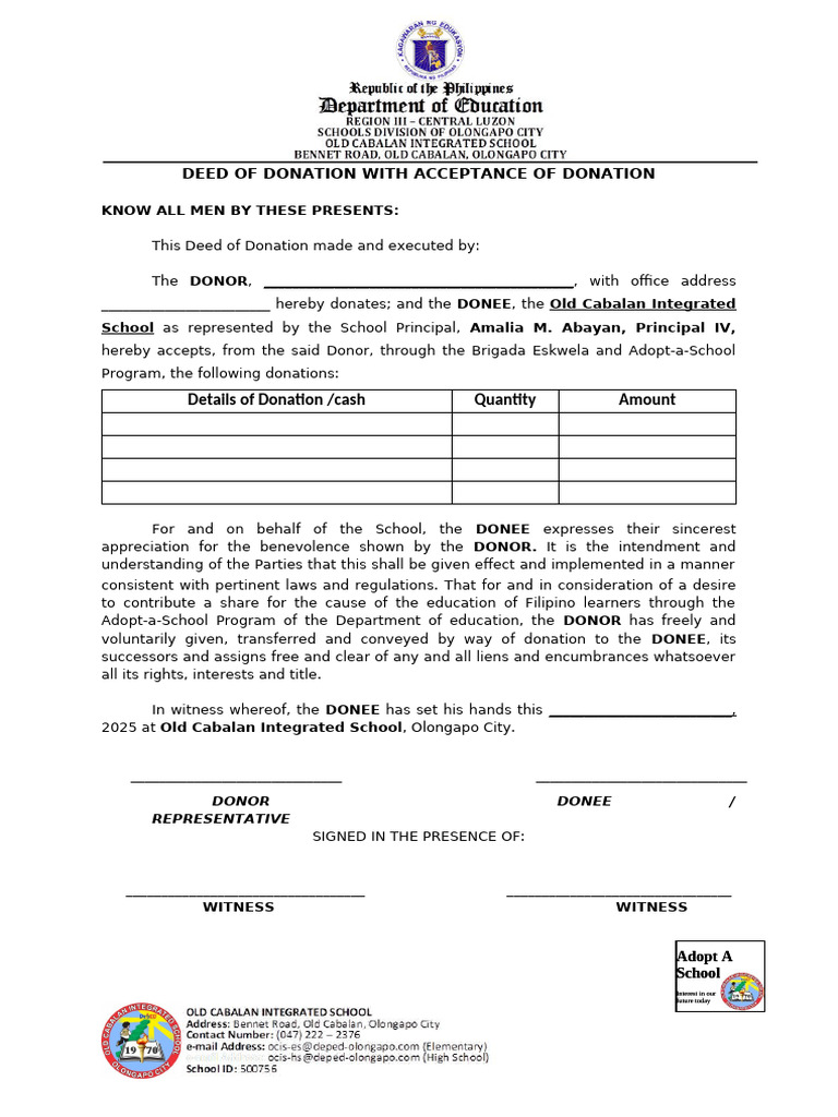 Deed of Donation With Acceptance 2023 | PDF