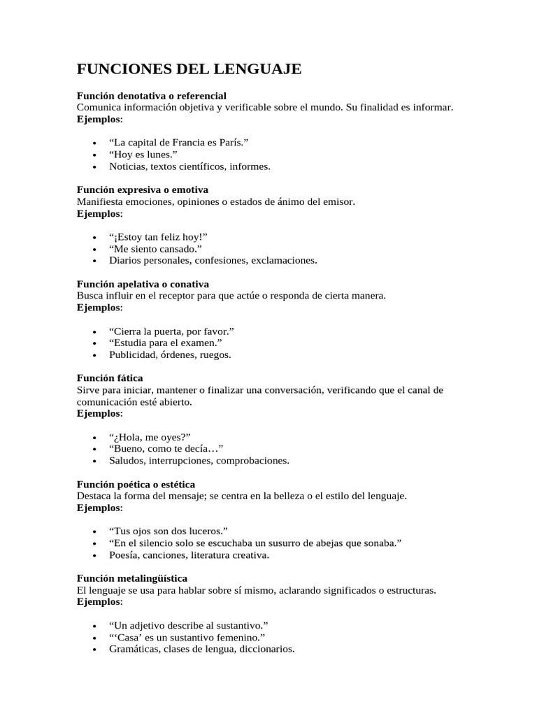 Funciones Del Lenguaje Lengua | PDF