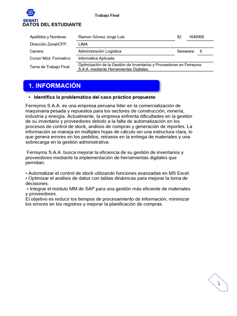 Entregable 1 | PDF | Microsoft Excel | Análisis de los datos