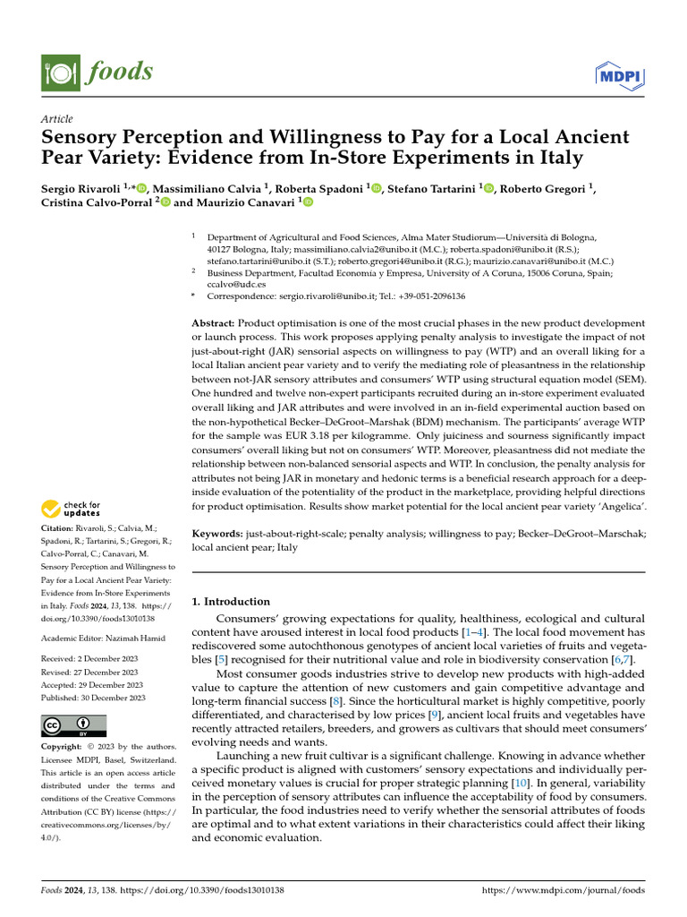 Foods 13 00138 | PDF | Structural Equation Modeling