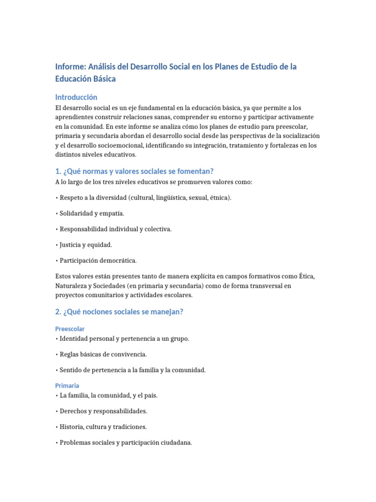 Desarrollo Social en Educación Básica | PDF | Educación de la primera ...