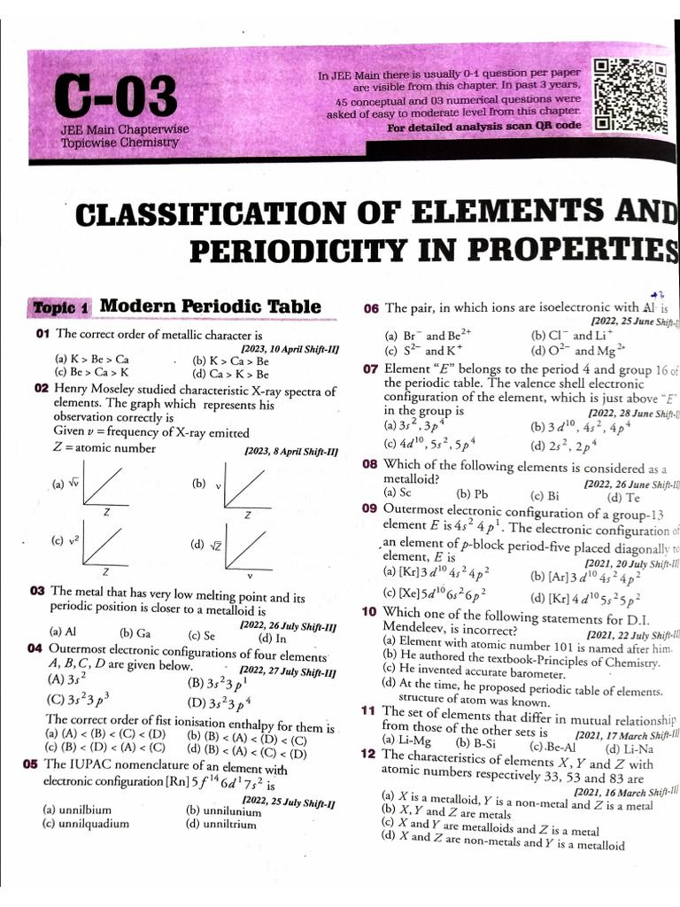 Chemistry CH 3 Pyqs | PDF