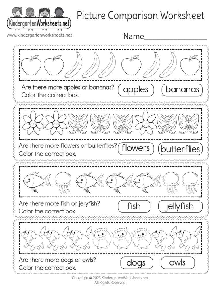 Comparing Groups of Objects Worksheet | PDF
