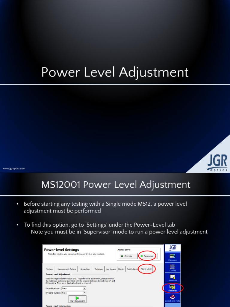 MS12001 Power Level Adjustment Guide | PDF