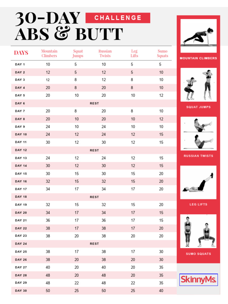 30-Day Abs & Butt Challenge Plan | PDF