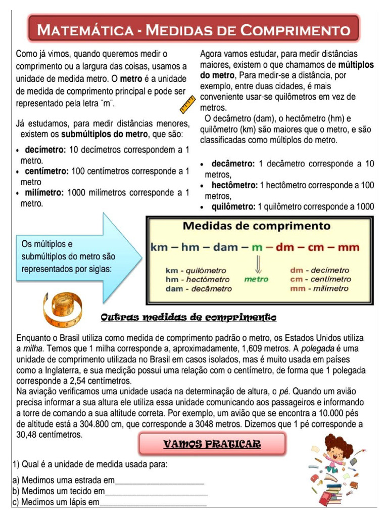 Medidas de Comprimento 4º Ano | PDF