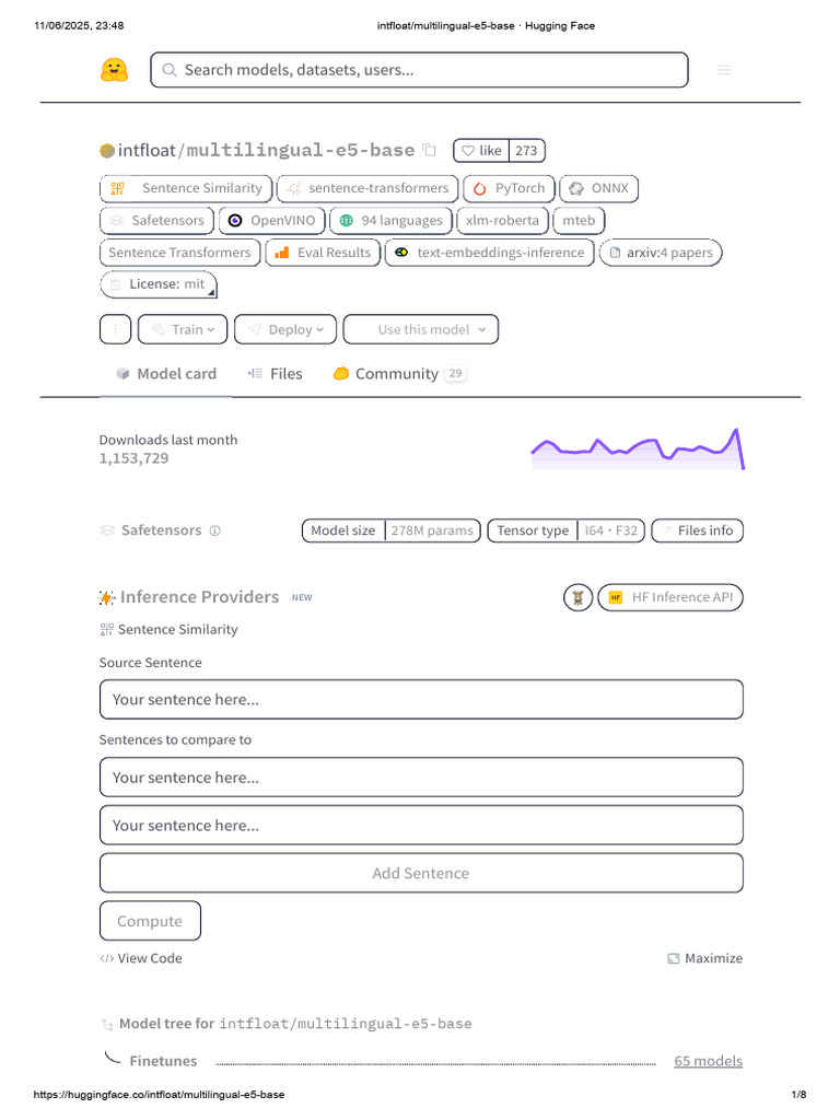 Intfloat - Multilingual-E5-Base Hugging Face | PDF | Computing | Artificial Intelligence