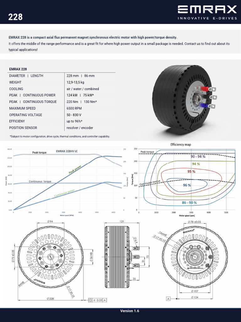 EMRAX 228 Motor Specifications | PDF | Electric Motor | Mechanical ...