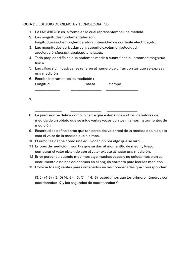 Guia de Estudio de Ciencia y Tecnologia | PDF