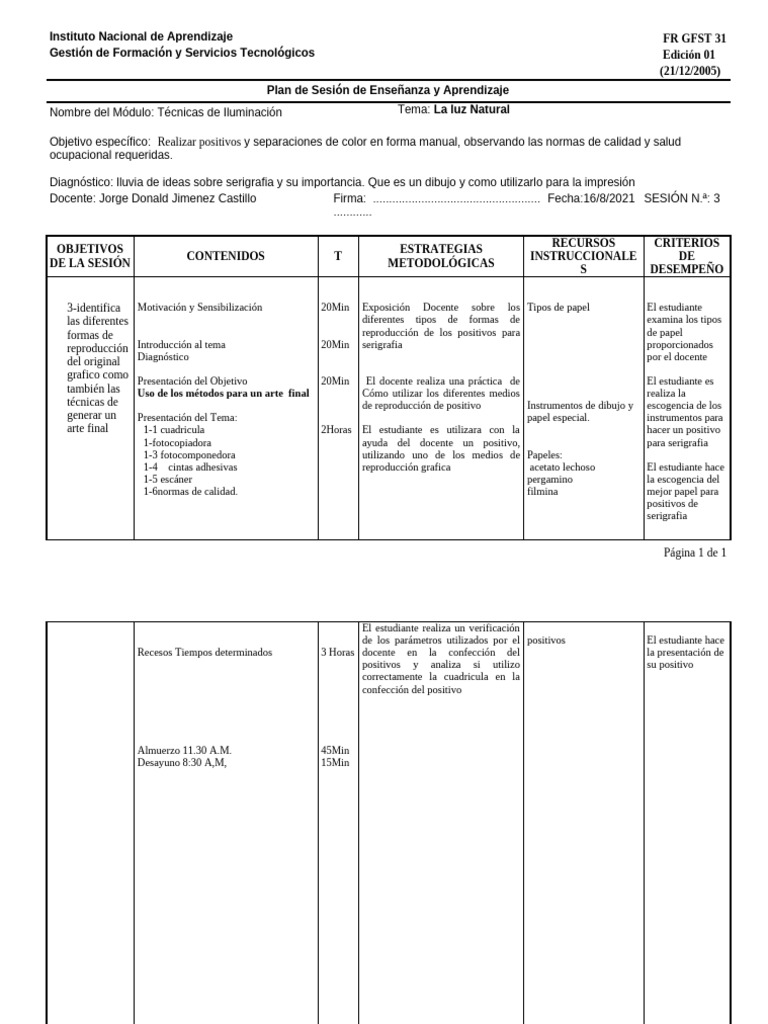 Plan de Leccion 3 | PDF | Aprendizaje