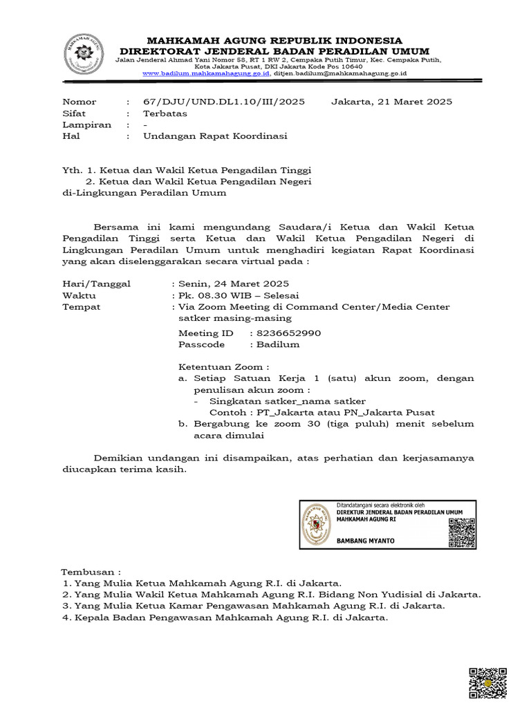Surat Undangan Rakor 24 Maret 2025 | PDF