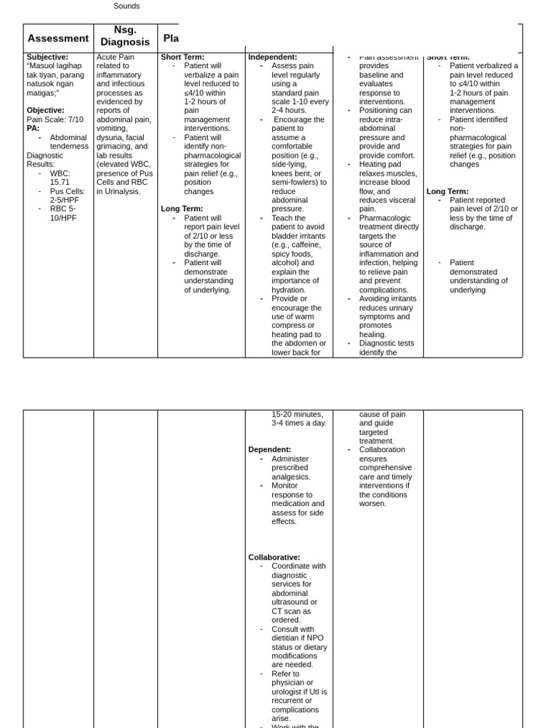 NCP Duty | PDF | Urinary Tract Infection | Pain