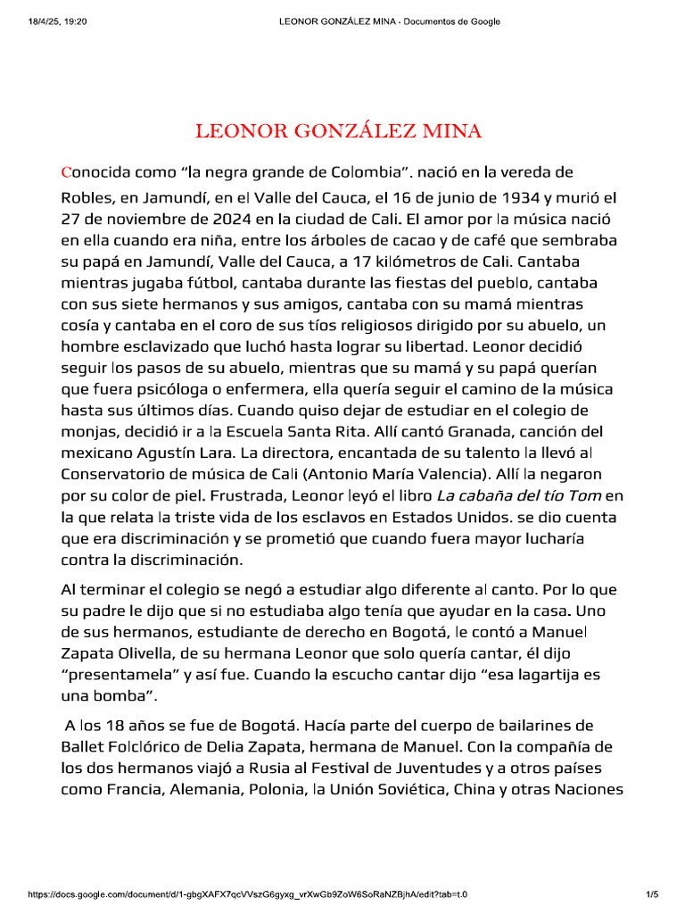 Leonor Gonzales Mina | PDF