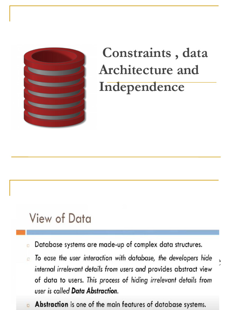 Lecture-6 Data Independence and Architecture and Integrity Constraints | PDF