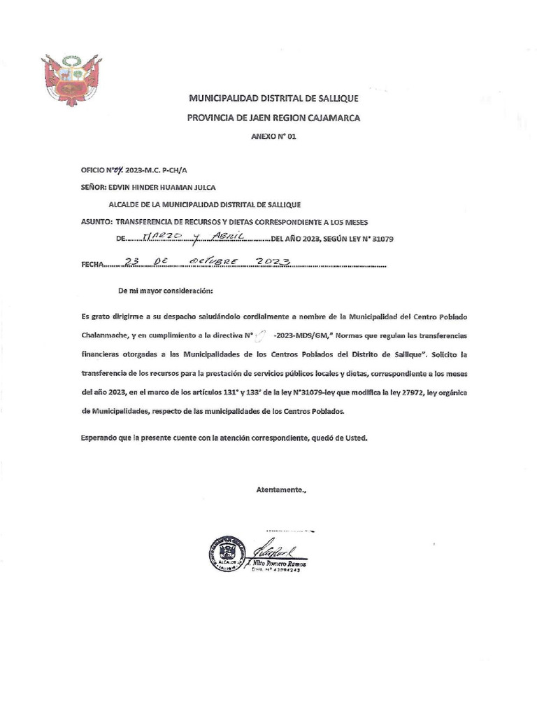 Oficio Chala PDF | PDF