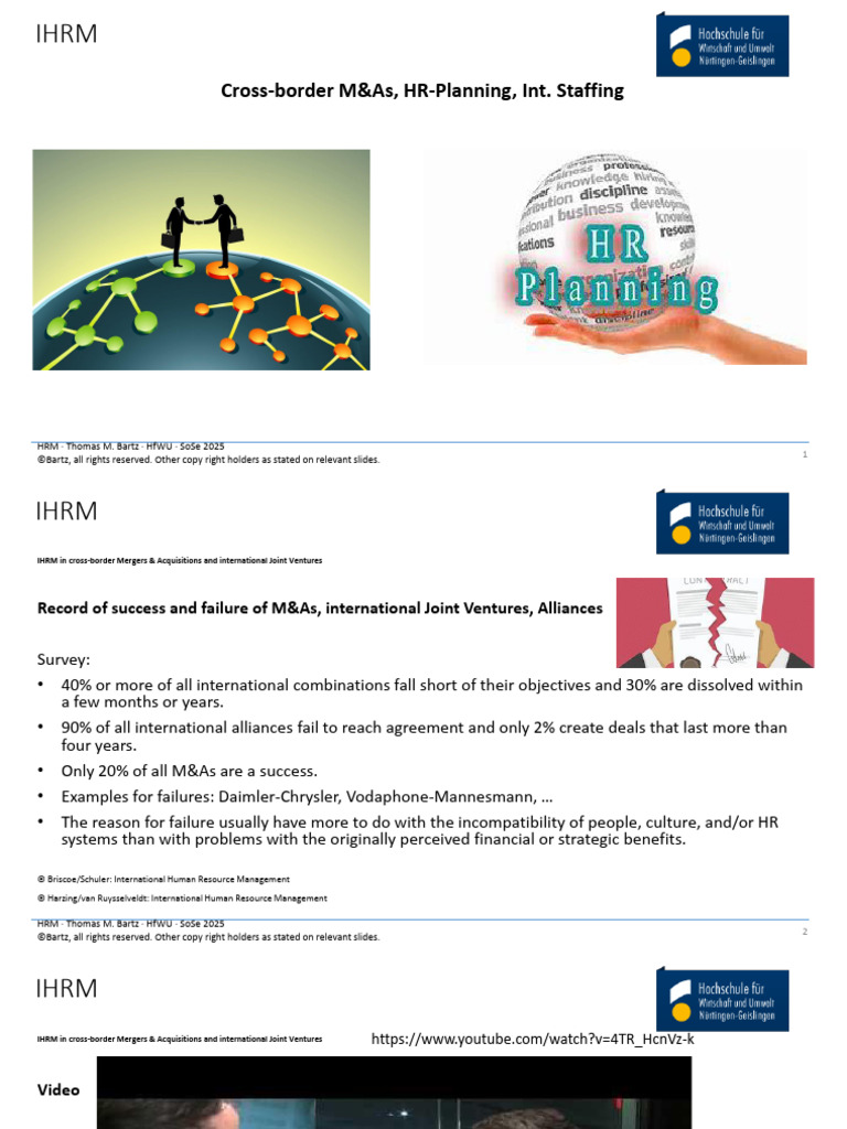 3 S Presentation Cross-Border M+A and HR Planning | PDF | Human ...