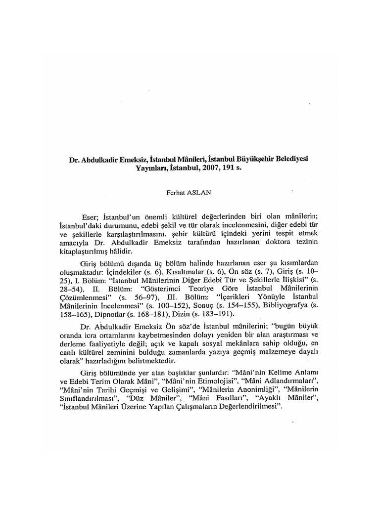 Dr. Abdulkad R Emeks Z, Stanbul M N Ler, Stanbul B y K Eh R Beled Yes Yayinlari, Stanbul 2007 ...