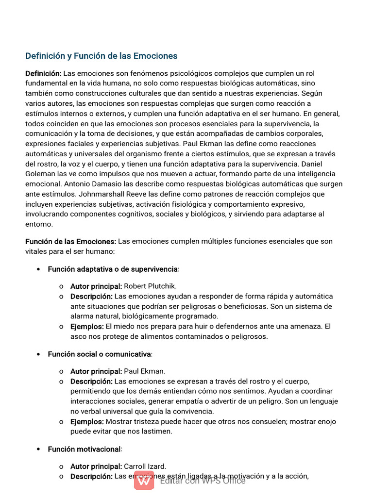 Emociones, Definicion y Funciones | PDF | Las emociones | Experiencia ...