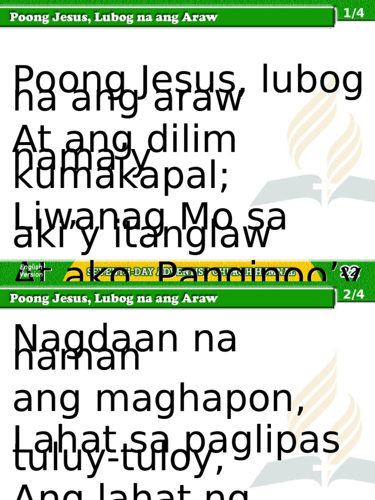 22 Poong Jesus, Lubog Na Ang Araw | PDF