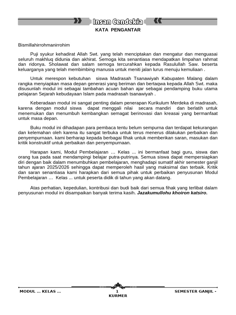 Template Modul Pembelajaran Ta 2025-2026 | PDF