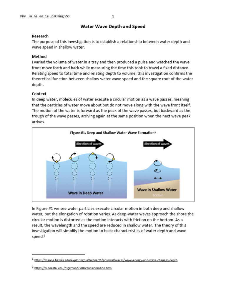 Hands-On Example NEW - Water Wave Depth & Speed (24:24) | PDF ...