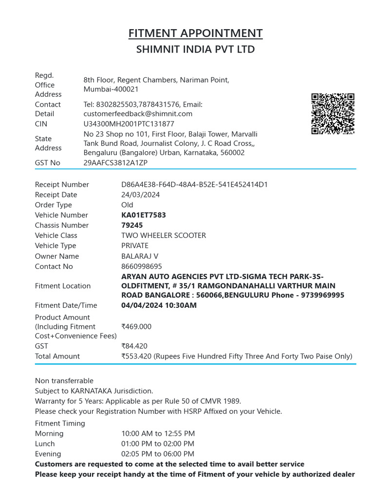 Payment Recipt | PDF