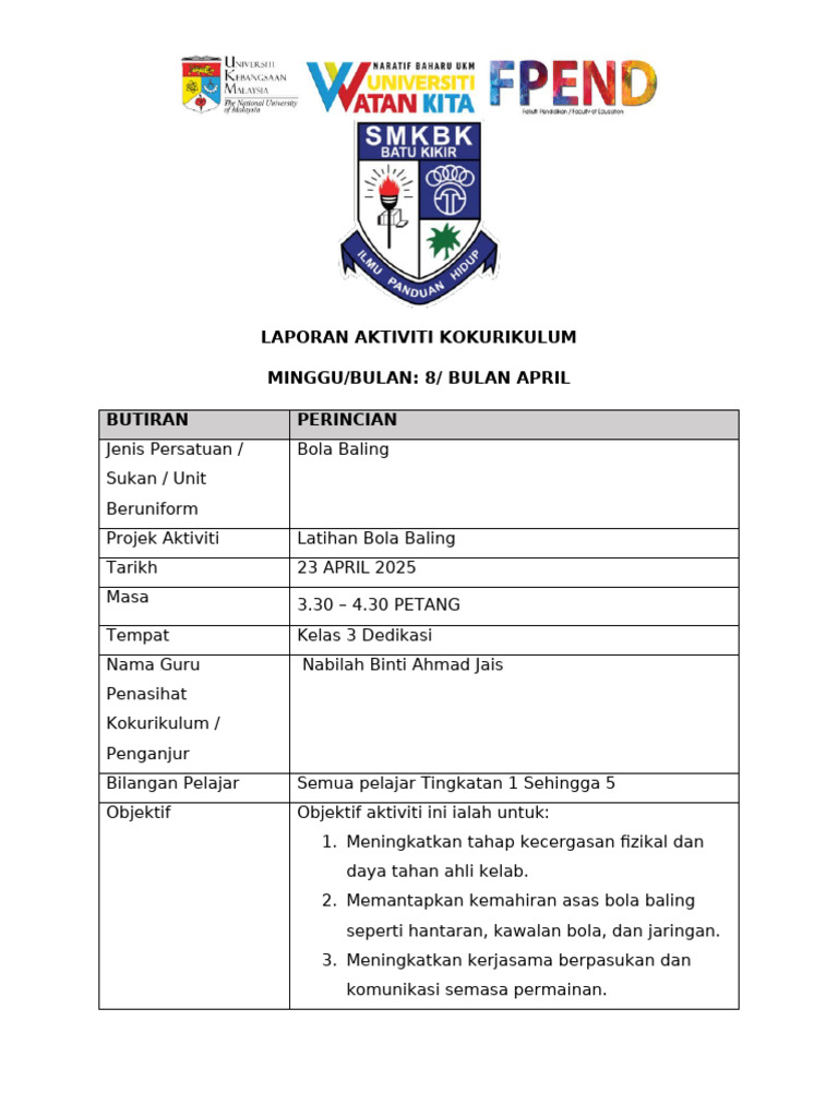 Laporan Sukan Permainan - 23 April | PDF