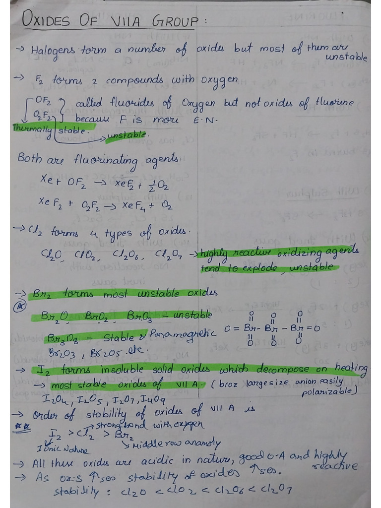 17th Group Oxides & Oxyacids | PDF