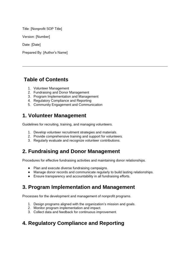 Nonprofit Management SOP Guide | PDF