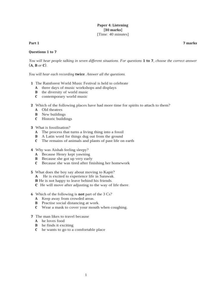 Listening Practice 5 Questions | PDF