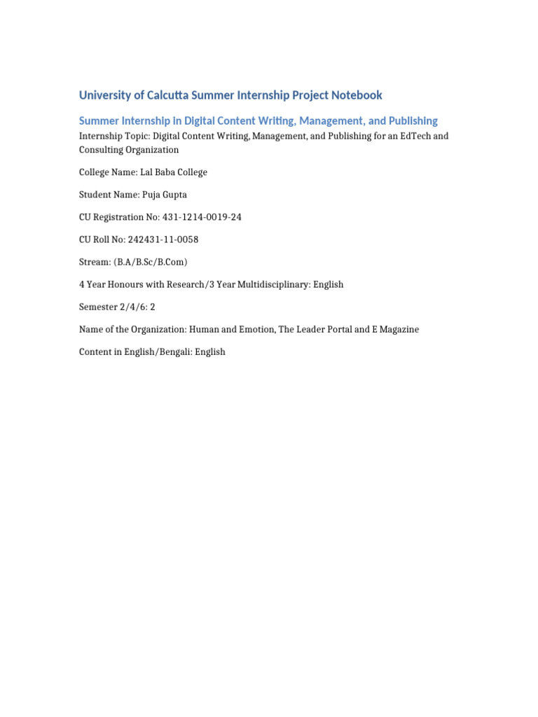 Summer Internship Project Notebook | PDF