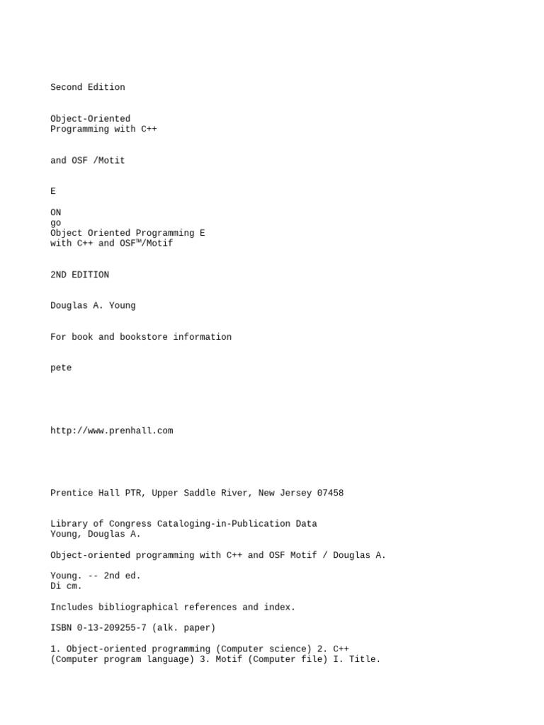 Object Oriented Programming With C++ and OSF Motif 2nd Edition - Djvu | PDF | Class (Computer ...